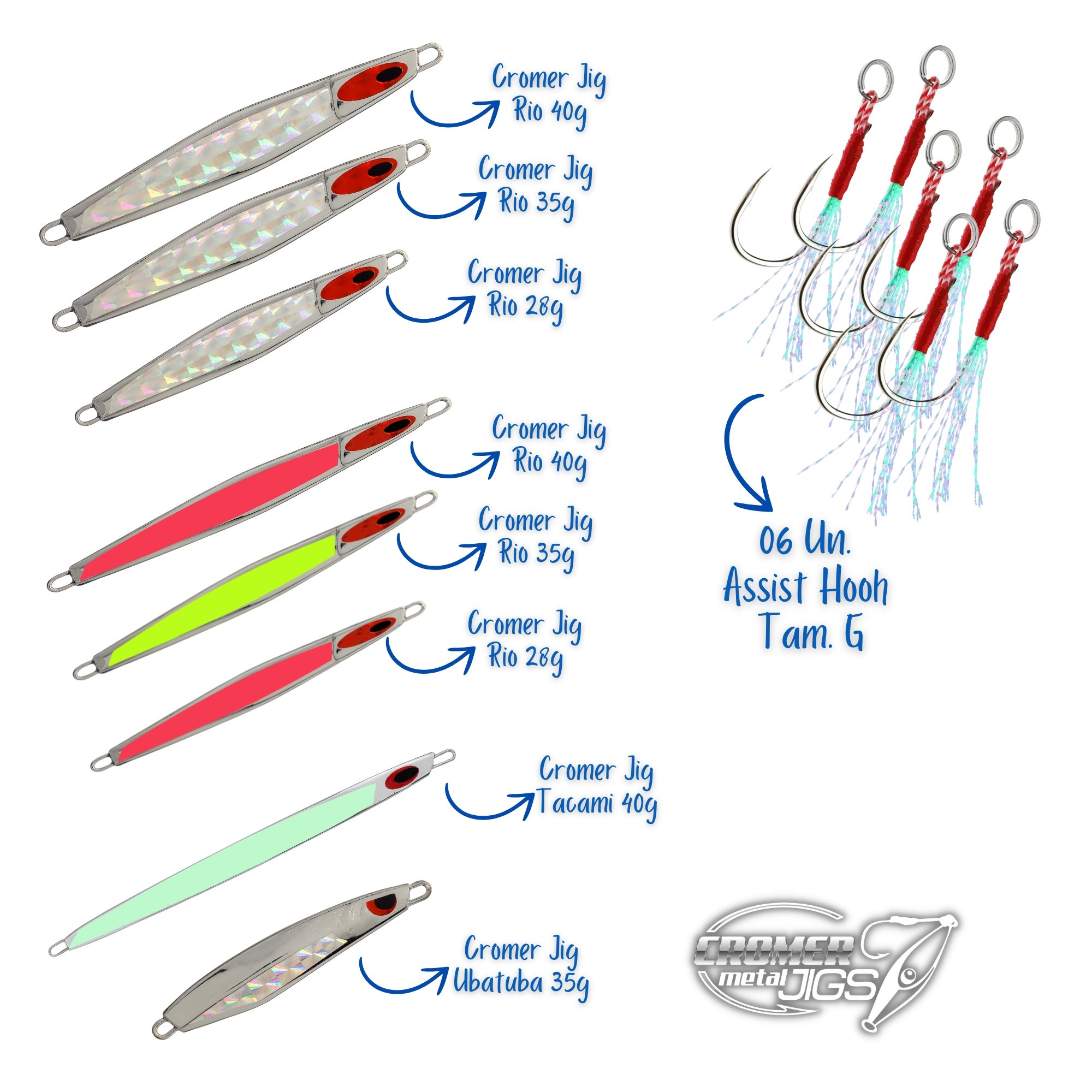Kit Cromer Jigs Embarcado - 11 Itens
